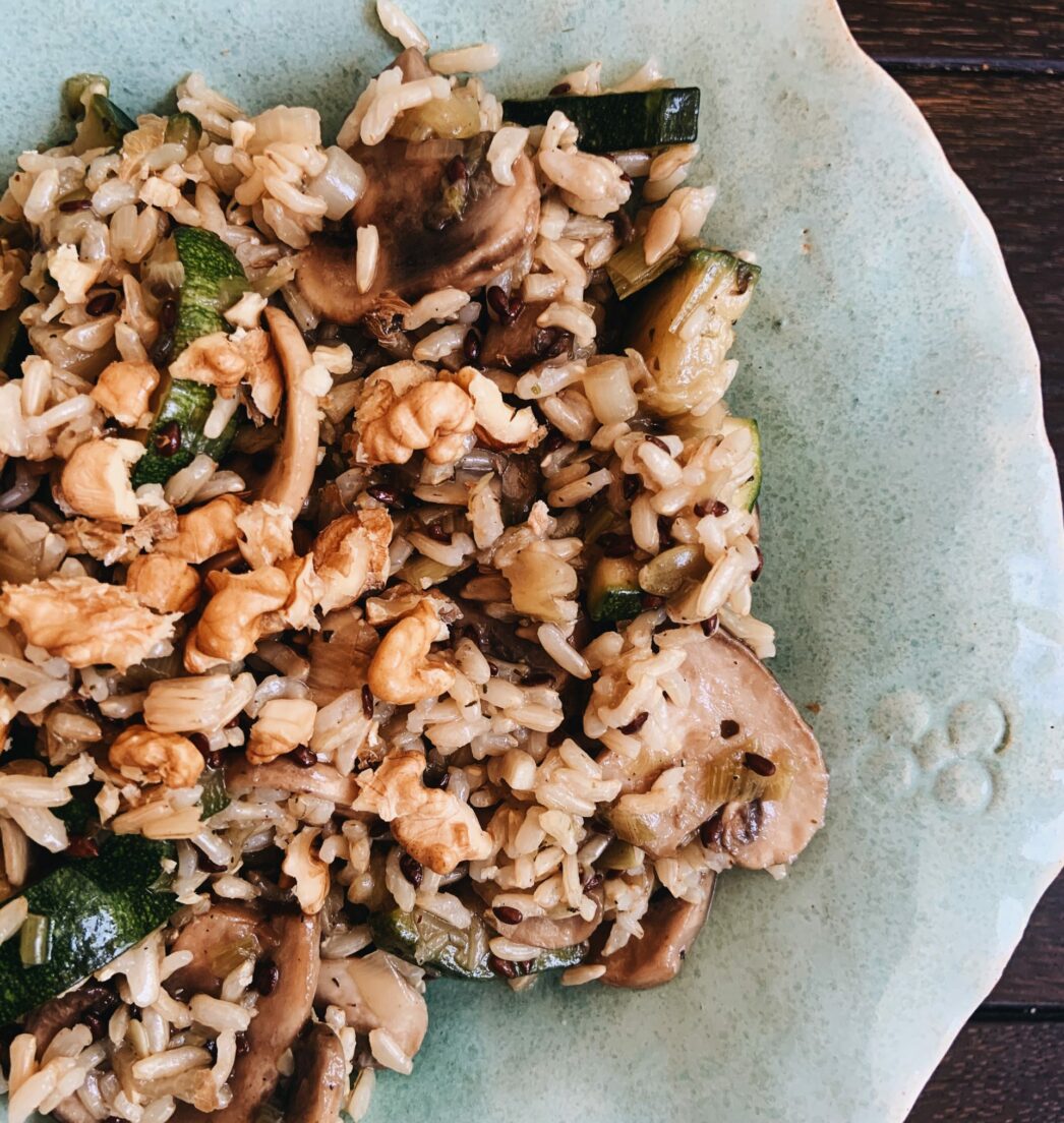 Receta de Arroz integral con verduras y parmesano